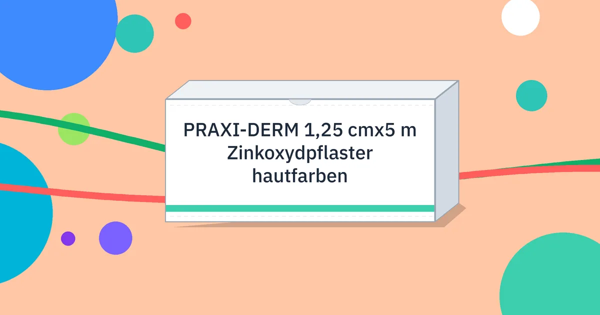 Symbolbild: Packung mit der Aufschrift PRAXI-DERM 1,25 cmx5 m Zinkoxydpflaster hautfarben (PZN 12825562) – Verfügbarkeit und Bezug in Apotheken in Frankfurt am Main