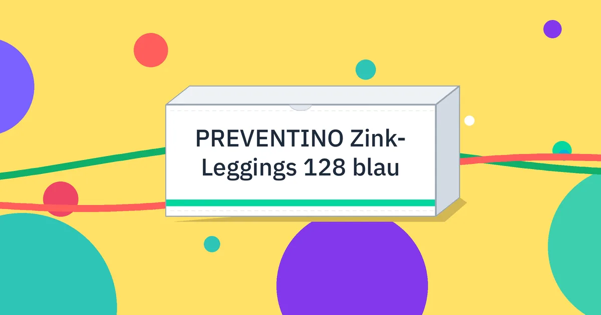 Symbolbild: Packung mit der Aufschrift PREVENTINO Zink-Leggings 128 blau (PZN 12446994) – Verfügbarkeit und Bezug in Apotheken in Frankfurt am Main