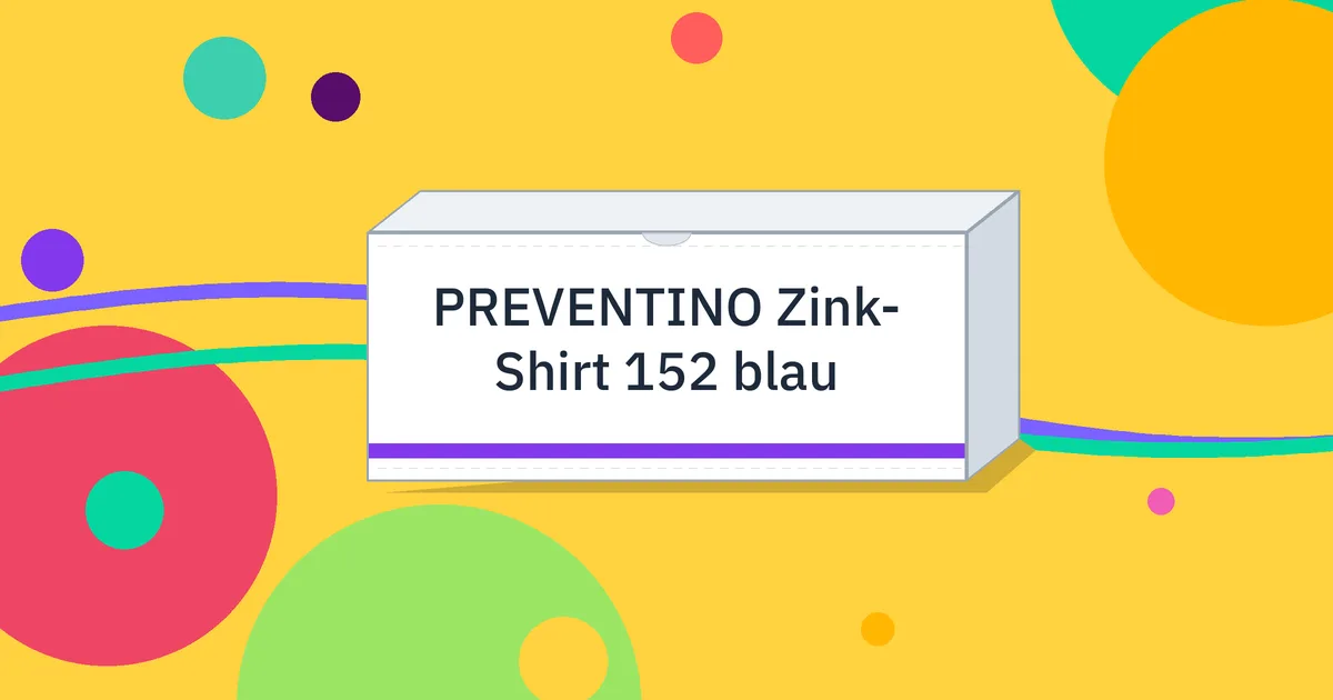 Symbolbild: Packung mit der Aufschrift PREVENTINO Zink-Shirt 152 blau (PZN 12446764) – Verfügbarkeit und Bezug in Apotheken in Frankfurt am Main