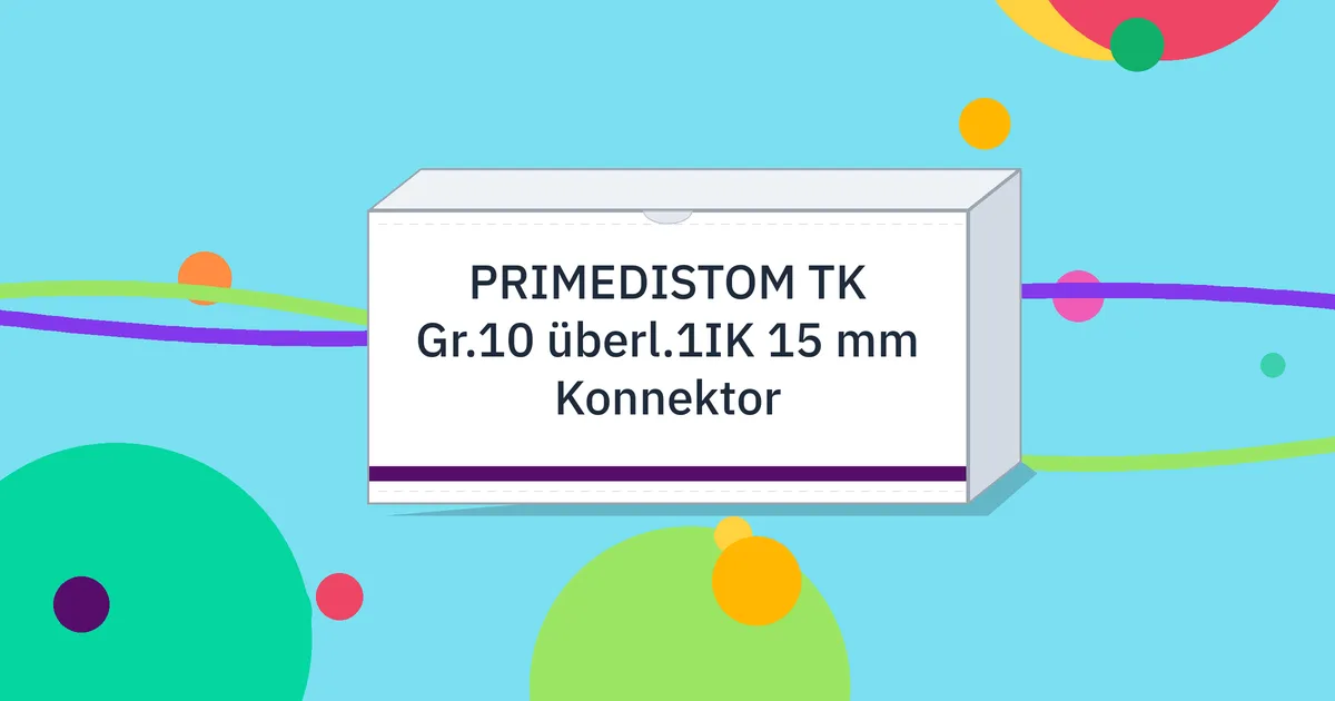 Symbolbild: Packung mit der Aufschrift PRIMEDISTOM TK Gr.10 überl.1IK 15 mm Konnektor (PZN 10209617) – Verfügbarkeit und Bezug in Apotheken in Frankfurt am Main