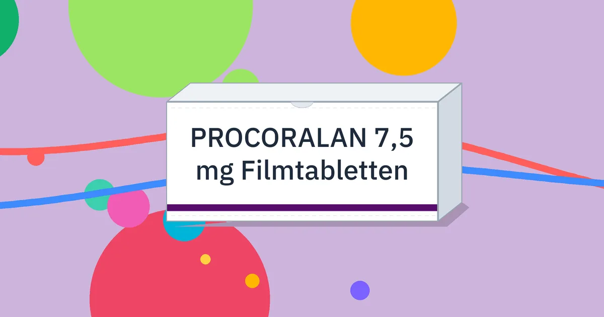 Symbolbild: Packung mit der Aufschrift PROCORALAN 7,5 mg Filmtabletten (PZN 06441426) – Verfügbarkeit und Bezug in Apotheken in Frankfurt am Main