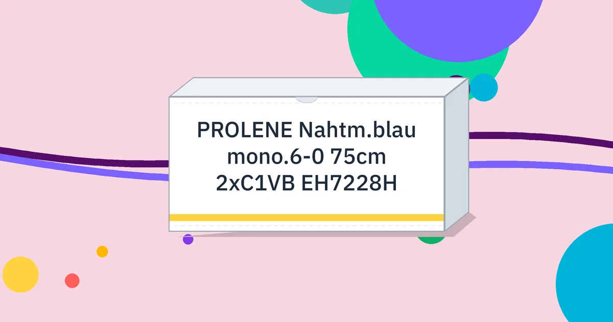 Symbolbild: Packung mit der Aufschrift PROLENE Nahtm.blau mono.6-0 75cm 2xC1VB EH7228H (PZN 20913530) – Verfügbarkeit und Bezug in Apotheken in Frankfurt am Main