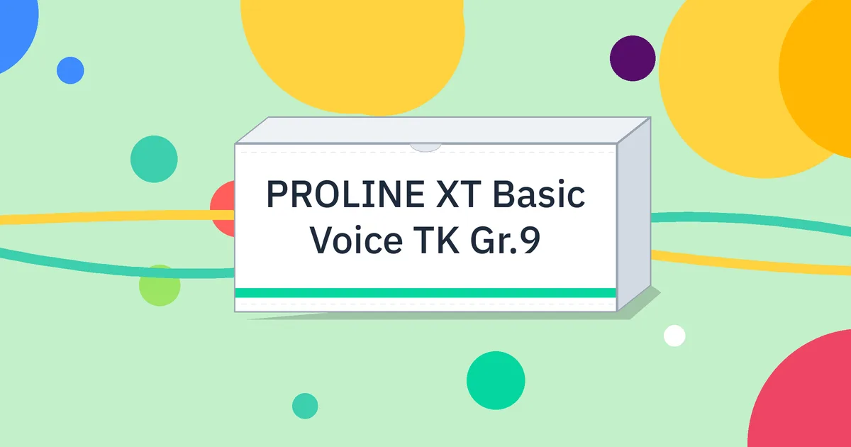 Symbolbild: Packung mit der Aufschrift PROLINE XT Basic Voice TK Gr.9 (PZN 17600017) – Verfügbarkeit und Bezug in Apotheken in Frankfurt am Main
