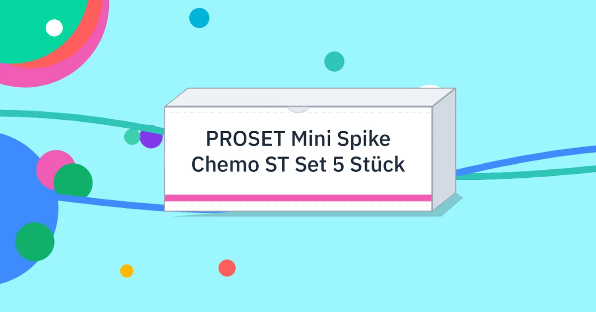 Symbolbild: Packung mit der Aufschrift PROSET Mini Spike Chemo ST Set 5 Stück (PZN 11110826) – Verfügbarkeit und Bezug in Apotheken in Frankfurt am Main