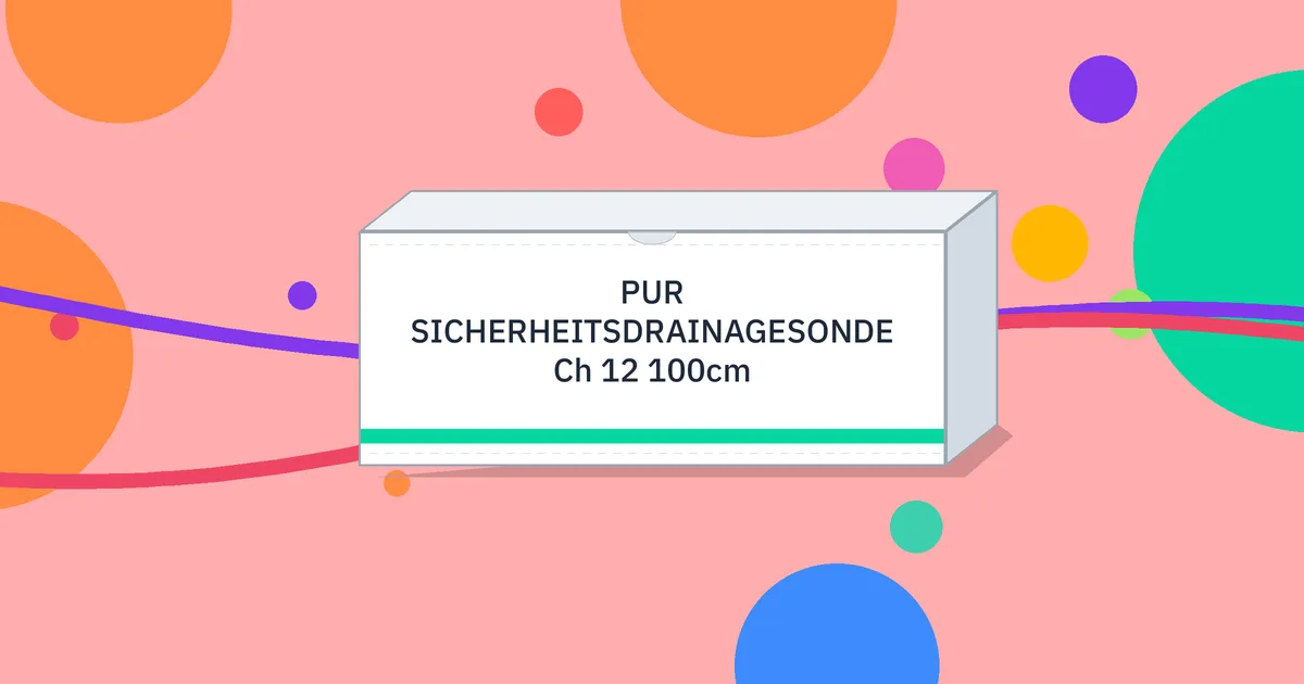 Symbolbild: Packung mit der Aufschrift PUR SICHERHEITSDRAINAGESONDE Ch 12 100cm (PZN 19067863) – Verfügbarkeit und Bezug in Apotheken in Frankfurt am Main