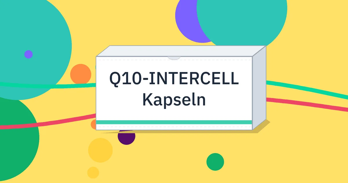 Symbolbild: Packung mit der Aufschrift Q10-INTERCELL Kapseln (PZN 14852391) – Verfügbarkeit und Bezug in Apotheken in Frankfurt am Main