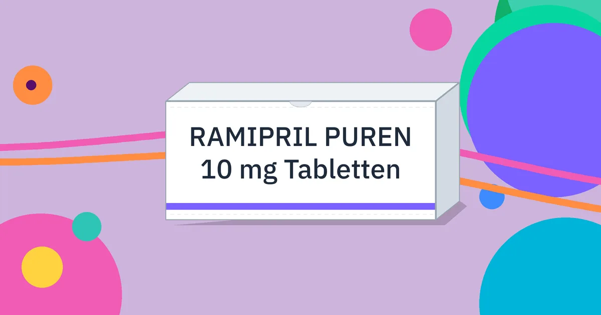 Symbolbild: Packung mit der Aufschrift RAMIPRIL PUREN 10 mg Tabletten (PZN 09313290) – Verfügbarkeit und Bezug in Apotheken in Frankfurt am Main