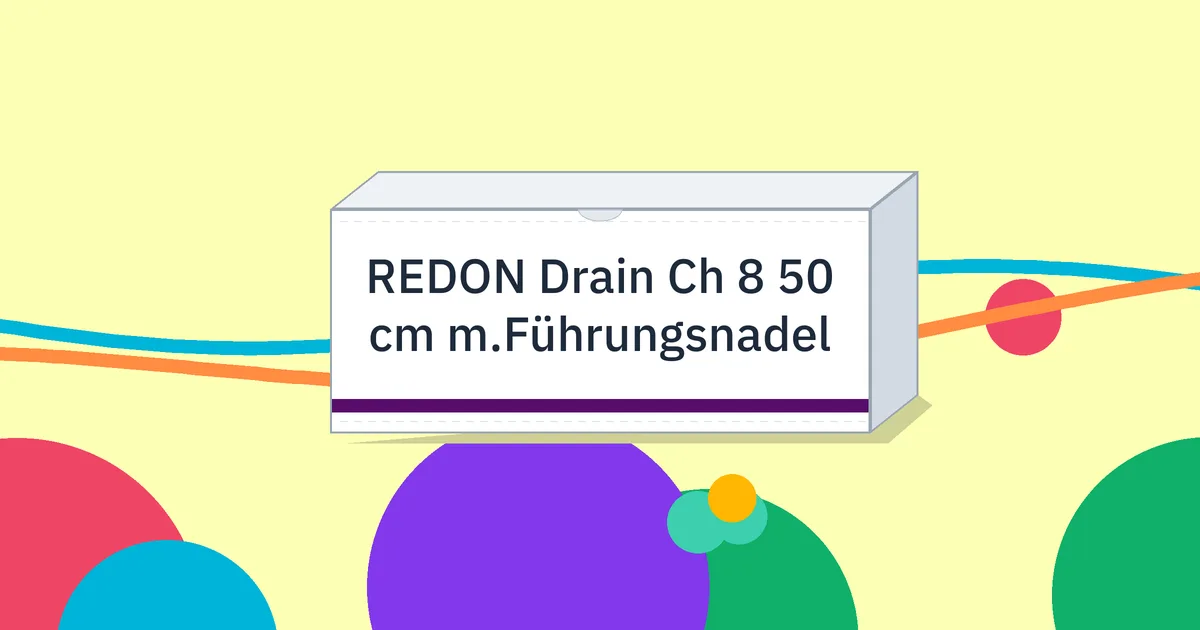Symbolbild: Packung mit der Aufschrift REDON Drain Ch 8 50 cm m.Führungsnadel (PZN 03050317) – Verfügbarkeit und Bezug in Apotheken in Frankfurt am Main