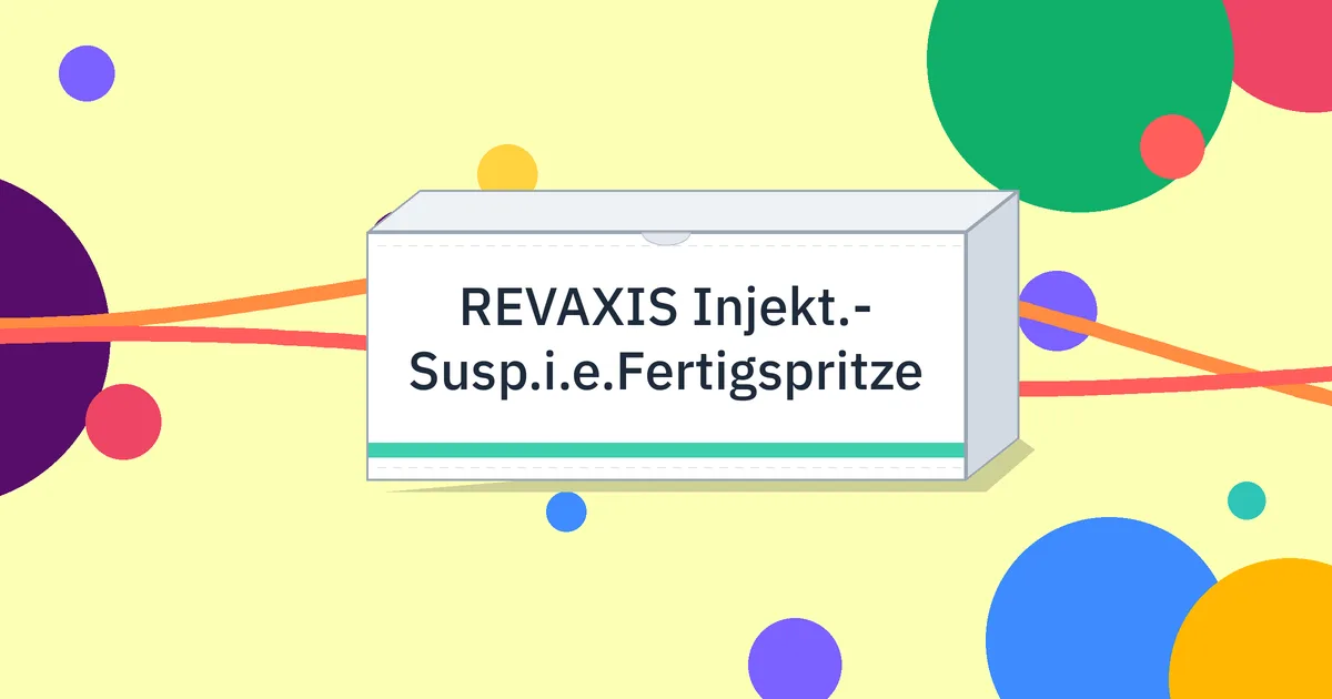 Symbolbild: Packung mit der Aufschrift REVAXIS Injekt.-Susp.i.e.Fertigspritze (PZN 06121093) – Verfügbarkeit und Bezug in Apotheken in Frankfurt am Main