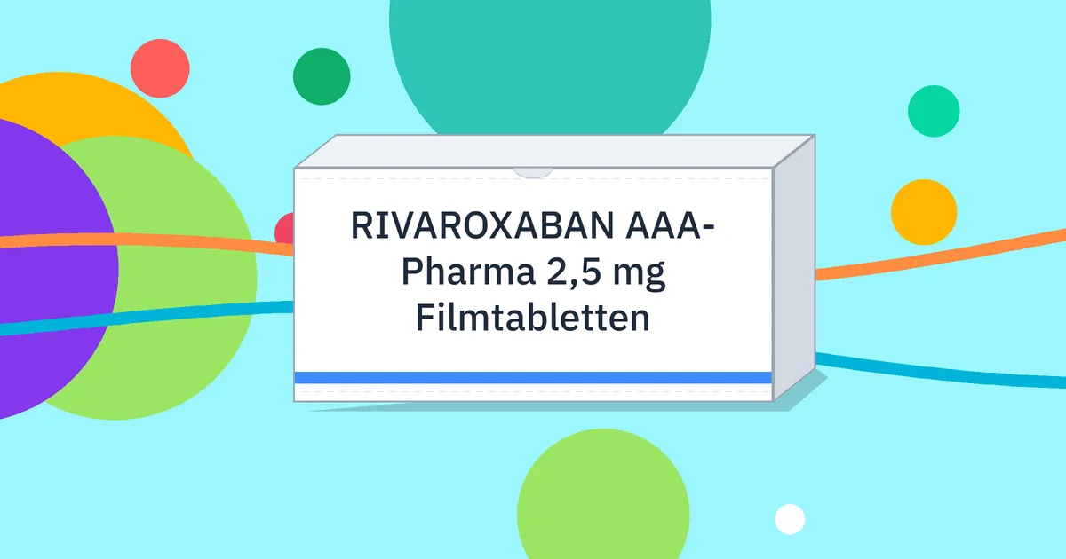 Symbolbild: Packung mit der Aufschrift RIVAROXABAN AAA-Pharma 2,5 mg Filmtabletten (PZN 19460230) – Verfügbarkeit und Bezug in Apotheken in Frankfurt am Main