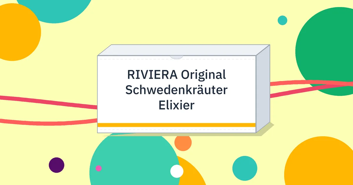 Symbolbild: Packung mit der Aufschrift RIVIERA Original Schwedenkräuter Elixier (PZN 16333838) – Verfügbarkeit und Bezug in Apotheken in Frankfurt am Main
