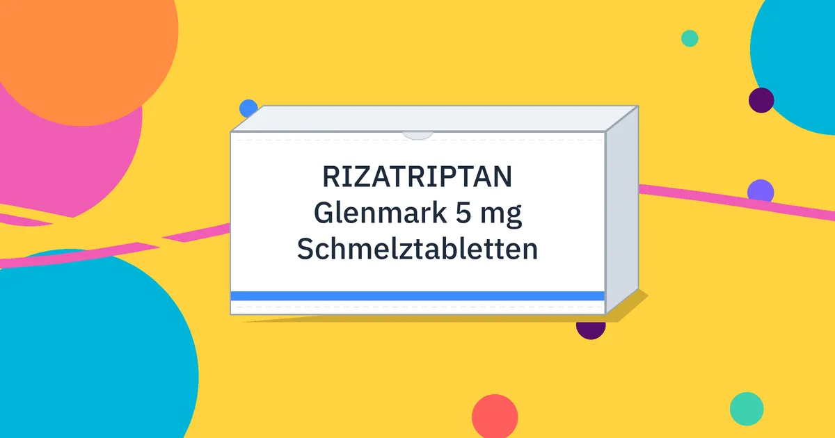 Symbolbild: Packung mit der Aufschrift RIZATRIPTAN Glenmark 5 mg Schmelztabletten (PZN 00417013) – Verfügbarkeit und Bezug in Apotheken in Frankfurt am Main