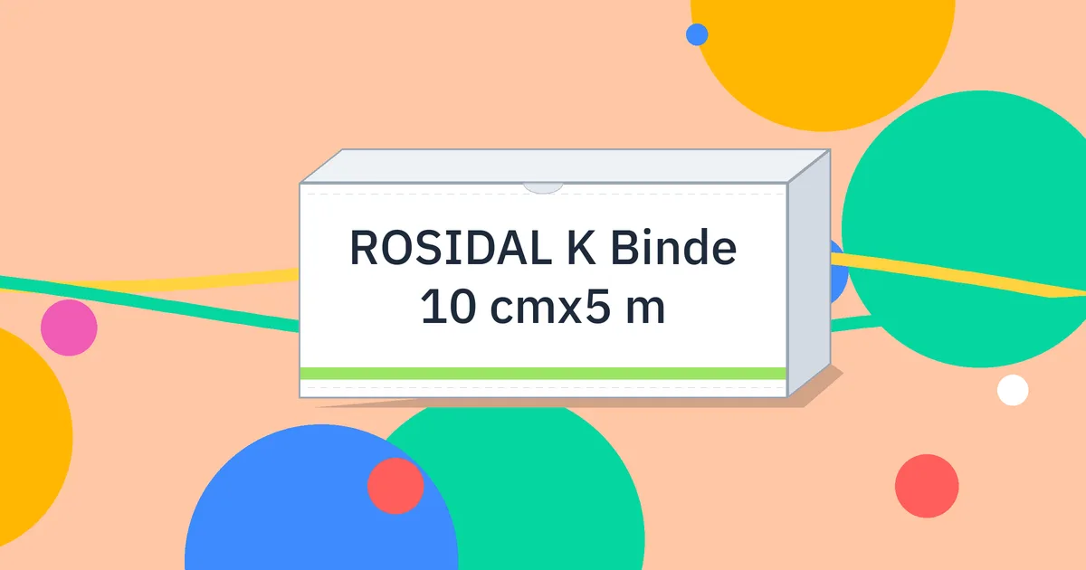Symbolbild: Packung mit der Aufschrift ROSIDAL K Binde 10 cmx5 m (PZN 18651502) – Verfügbarkeit und Bezug in Apotheken in Frankfurt am Main