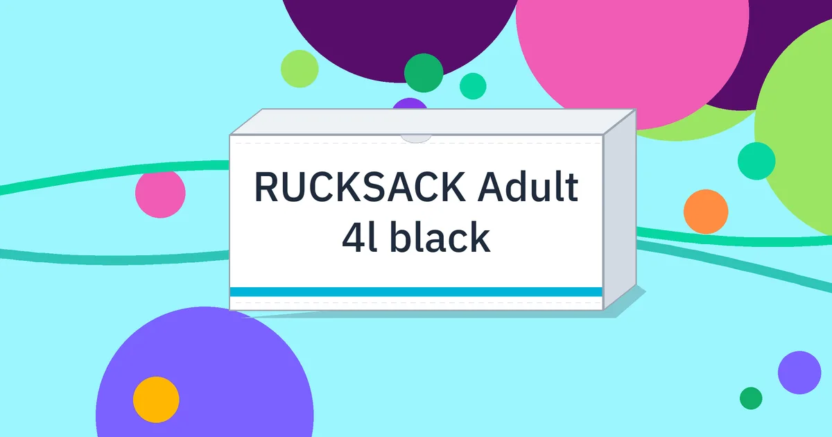 Symbolbild: Packung mit der Aufschrift RUCKSACK Adult 4l black (PZN 16244589) – Verfügbarkeit und Bezug in Apotheken in Frankfurt am Main