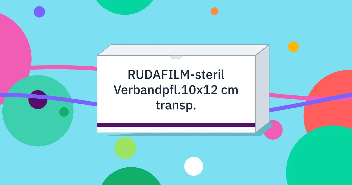 Symbolbild: Packung mit der Aufschrift RUDAFILM-steril Verbandpfl.10x12 cm transp. (PZN 07742437) – Verfügbarkeit und Bezug in Apotheken in Frankfurt am Main