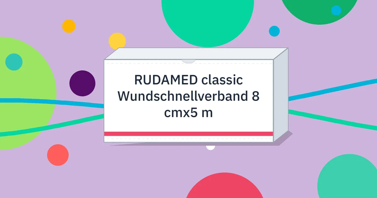 Symbolbild: Packung mit der Aufschrift RUDAMED classic Wundschnellverband 8 cmx5 m (PZN 15892524) – Verfügbarkeit und Bezug in Apotheken in Frankfurt am Main
