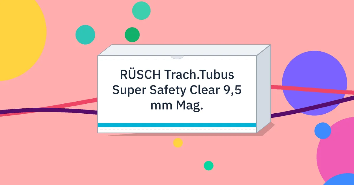 Symbolbild: Packung mit der Aufschrift RÜSCH Trach.Tubus Super Safety Clear 9,5 mm Mag. (PZN 04248381) – Verfügbarkeit und Bezug in Apotheken in Frankfurt am Main