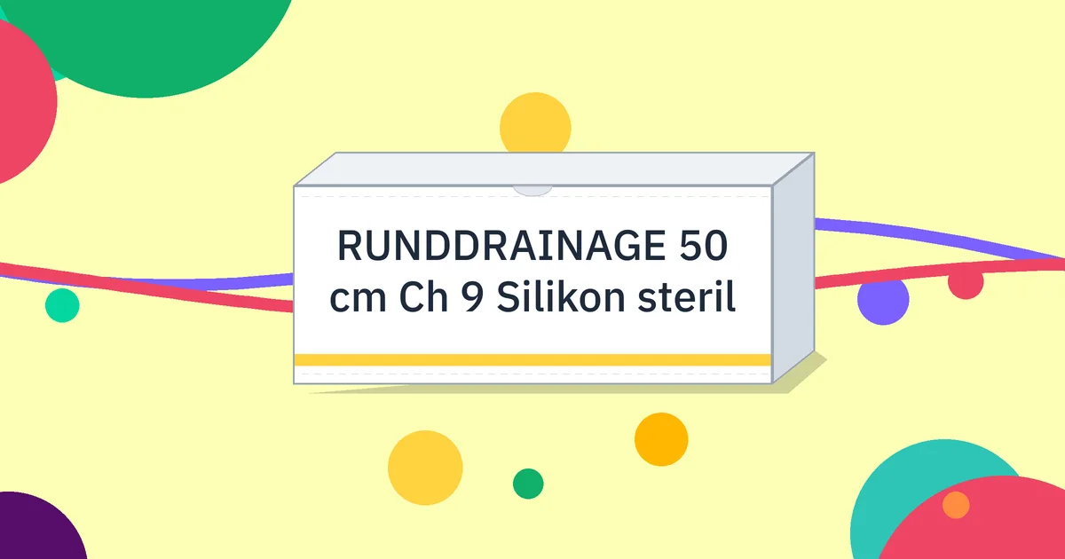 Symbolbild: Packung mit der Aufschrift RUNDDRAINAGE 50 cm Ch 9 Silikon steril (PZN 05867241) – Verfügbarkeit und Bezug in Apotheken in Frankfurt am Main