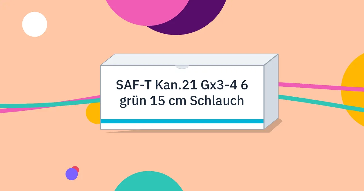 Symbolbild: Packung mit der Aufschrift SAF-T Kan.21 Gx3-4 6 grün 15 cm Schlauch (PZN 09104913) – Verfügbarkeit und Bezug in Apotheken in Frankfurt am Main