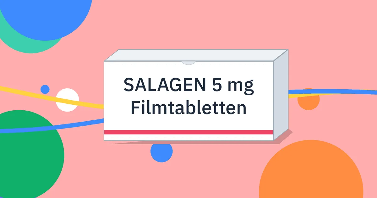 Symbolbild: Packung mit der Aufschrift SALAGEN 5 mg Filmtabletten (PZN 17602111) – Verfügbarkeit und Bezug in Apotheken in Frankfurt am Main