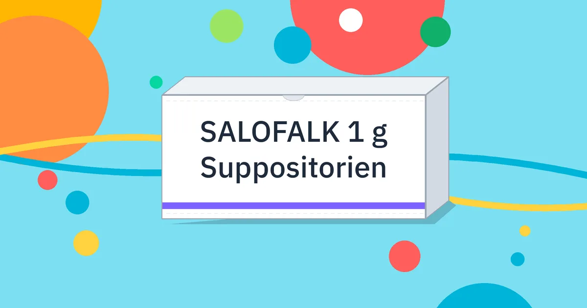 Symbolbild: Packung mit der Aufschrift SALOFALK 1 g Suppositorien (PZN 10736156) – Verfügbarkeit und Bezug in Apotheken in Frankfurt am Main