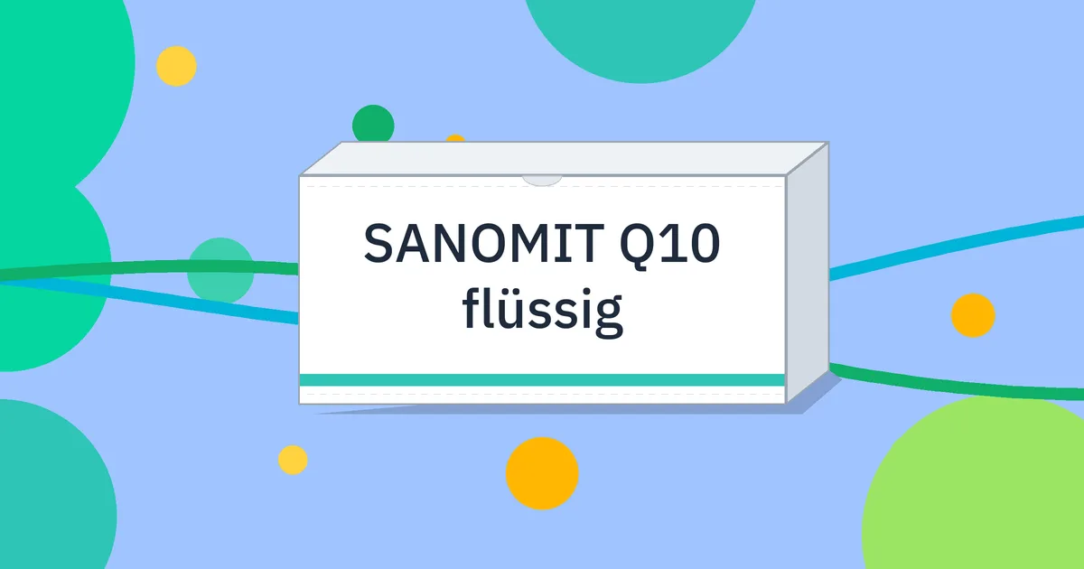 Symbolbild: Packung mit der Aufschrift SANOMIT Q10 flüssig (PZN 00978007) – Verfügbarkeit und Bezug in Apotheken in Frankfurt am Main