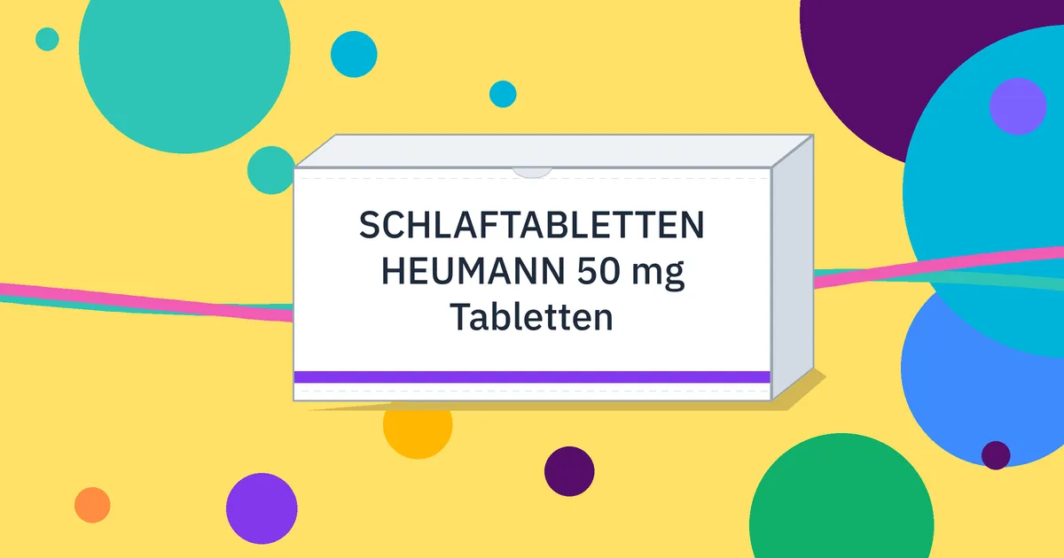 Symbolbild: Packung mit der Aufschrift SCHLAFTABLETTEN HEUMANN 50 mg Tabletten (PZN 18487333) – Verfügbarkeit und Bezug in Apotheken in Frankfurt am Main