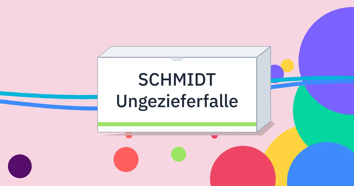Symbolbild: Packung mit der Aufschrift SCHMIDT Ungezieferfalle (PZN 08450808) – Verfügbarkeit und Bezug in Apotheken in Frankfurt am Main