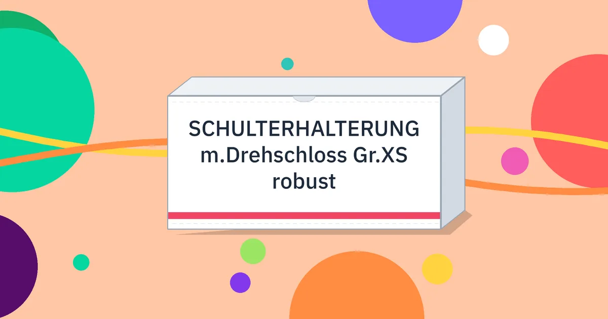 Symbolbild: Packung mit der Aufschrift SCHULTERHALTERUNG m.Drehschloss Gr.XS robust (PZN 11568086) – Verfügbarkeit und Bezug in Apotheken in Frankfurt am Main