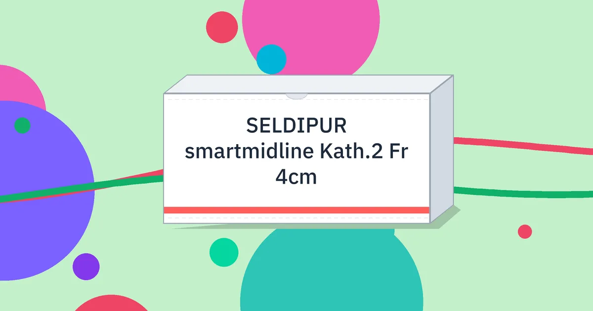 Symbolbild: Packung mit der Aufschrift SELDIPUR smartmidline Kath.2 Fr 4cm (PZN 15263389) – Verfügbarkeit und Bezug in Apotheken in Frankfurt am Main