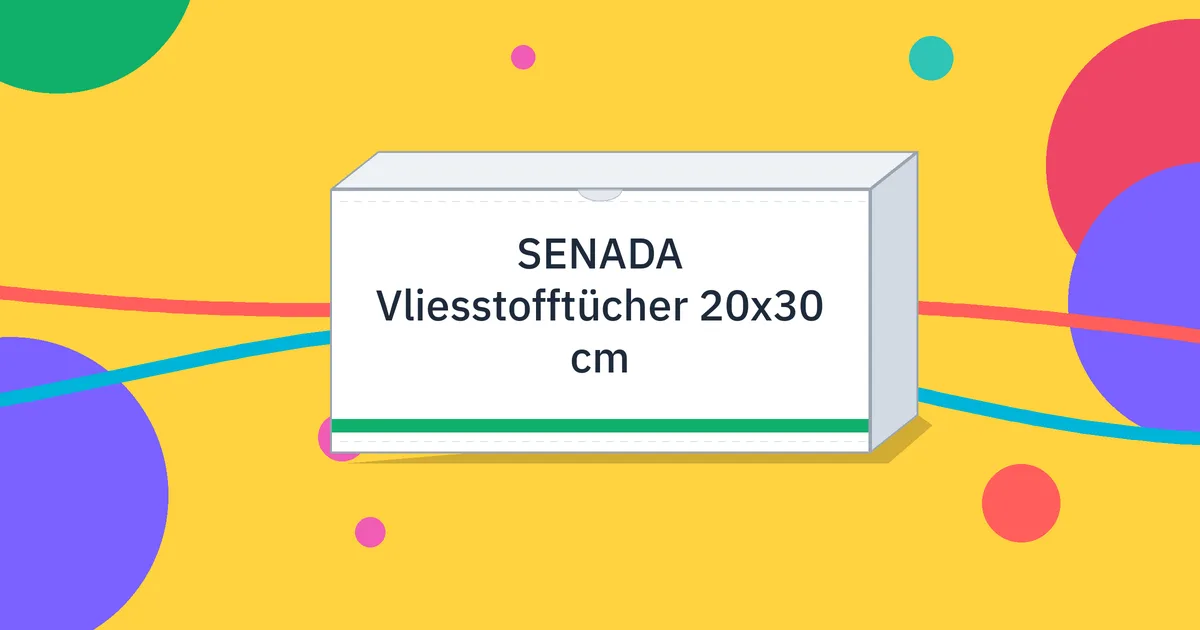 Symbolbild: Packung mit der Aufschrift SENADA Vliesstofftücher 20x30 cm (PZN 00483027) – Verfügbarkeit und Bezug in Apotheken in Frankfurt am Main
