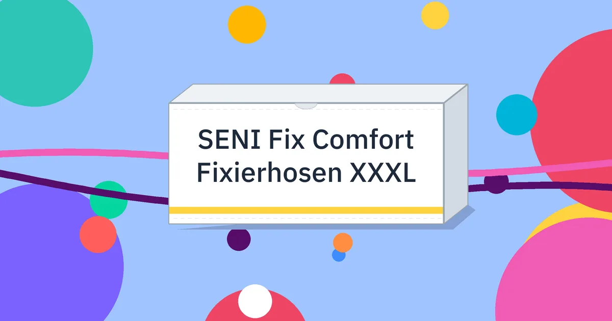 Symbolbild: Packung mit der Aufschrift SENI Fix Comfort Fixierhosen XXXL (PZN 10790813) – Verfügbarkeit und Bezug in Apotheken in Frankfurt am Main