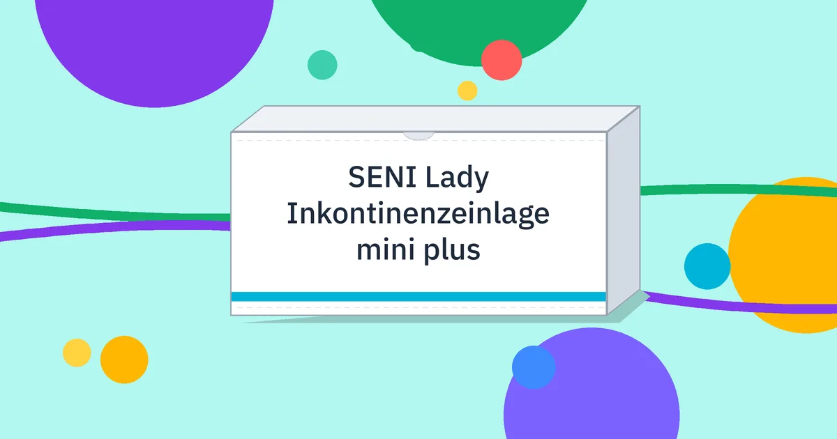 Symbolbild: Packung mit der Aufschrift SENI Lady Inkontinenzeinlage mini plus (PZN 07791163) – Verfügbarkeit und Bezug in Apotheken in Frankfurt am Main