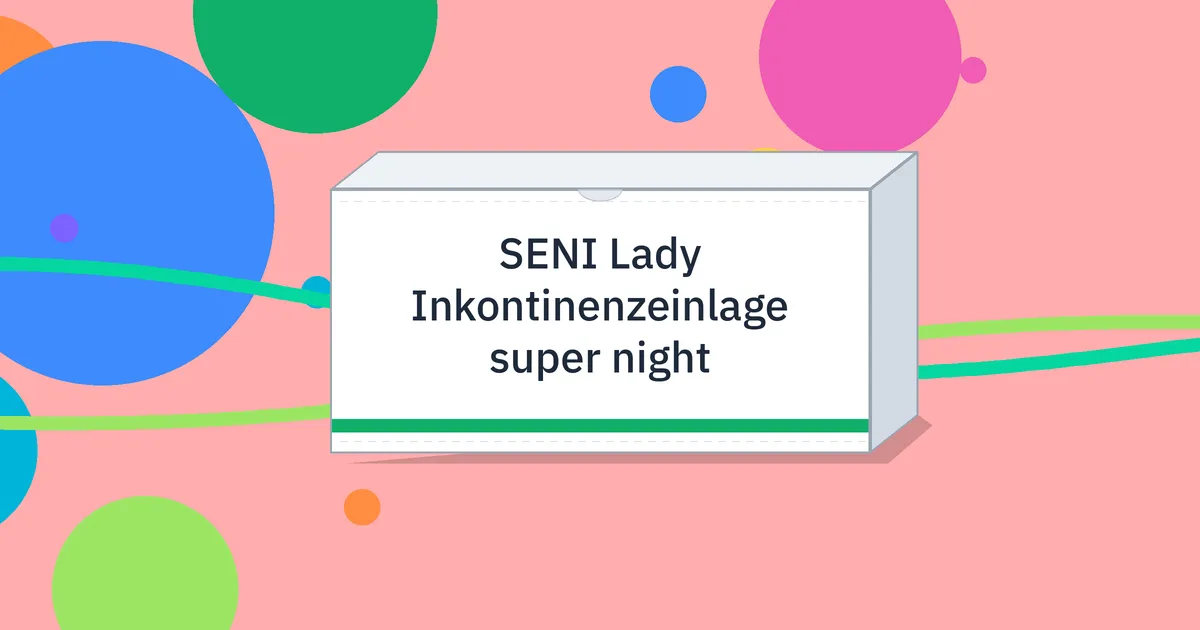 Symbolbild: Packung mit der Aufschrift SENI Lady Inkontinenzeinlage super night (PZN 19515586) – Verfügbarkeit und Bezug in Apotheken in Frankfurt am Main