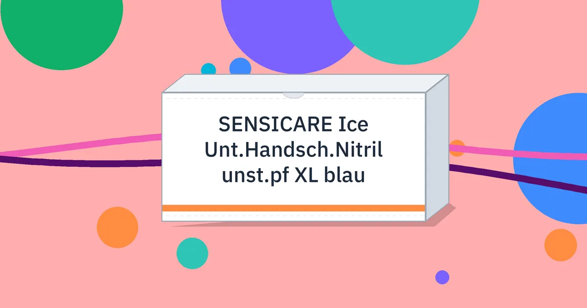 Symbolbild: Packung mit der Aufschrift SENSICARE Ice Unt.Handsch.Nitril unst.pf XL blau (PZN 01551587) – Verfügbarkeit und Bezug in Apotheken in Frankfurt am Main