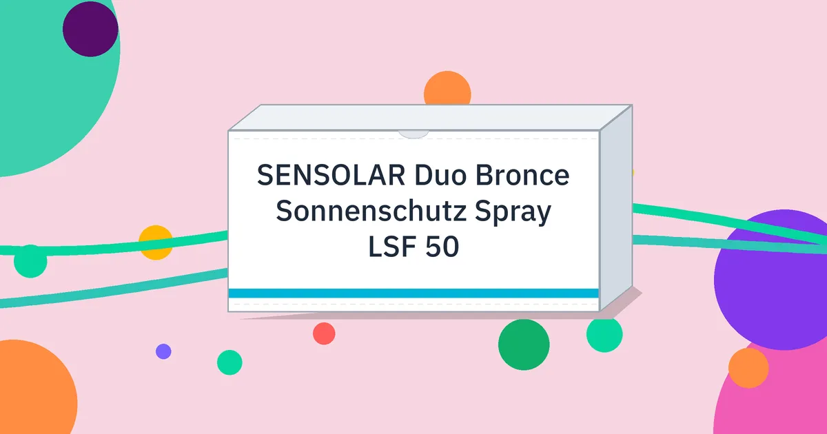Symbolbild: Packung mit der Aufschrift SENSOLAR Duo Bronce Sonnenschutz Spray LSF 50 (PZN 18677648) – Verfügbarkeit und Bezug in Apotheken in Frankfurt am Main