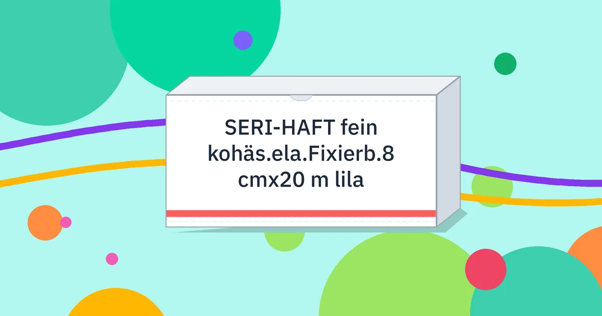 Symbolbild: Packung mit der Aufschrift SERI-HAFT fein kohäs.ela.Fixierb.8 cmx20 m lila (PZN 19836741) – Verfügbarkeit und Bezug in Apotheken in Frankfurt am Main