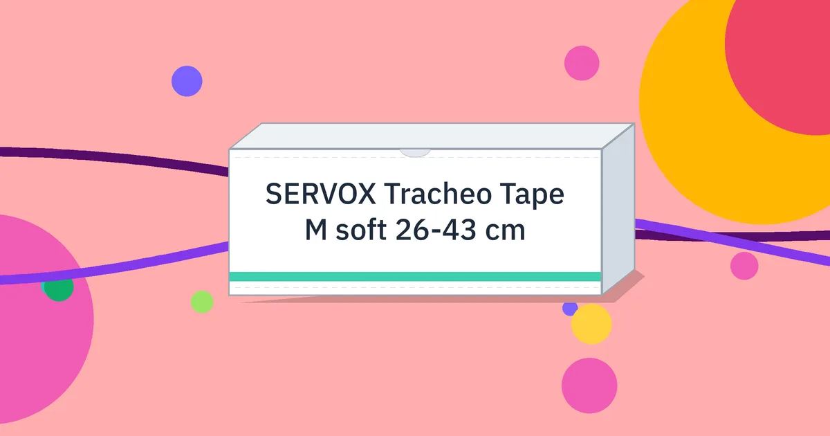 Symbolbild: Packung mit der Aufschrift SERVOX Tracheo Tape M soft 26-43 cm (PZN 11600105) – Verfügbarkeit und Bezug in Apotheken in Frankfurt am Main