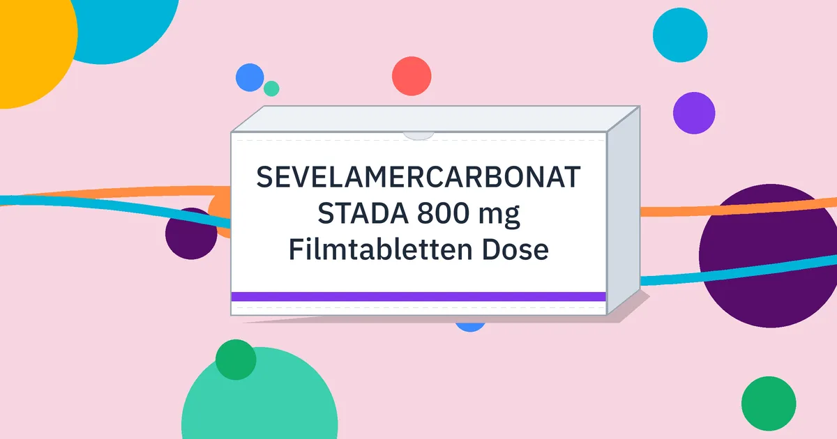 Symbolbild: Packung mit der Aufschrift SEVELAMERCARBONAT STADA 800 mg Filmtabletten Dose (PZN 10812035) – Verfügbarkeit und Bezug in Apotheken in Frankfurt am Main
