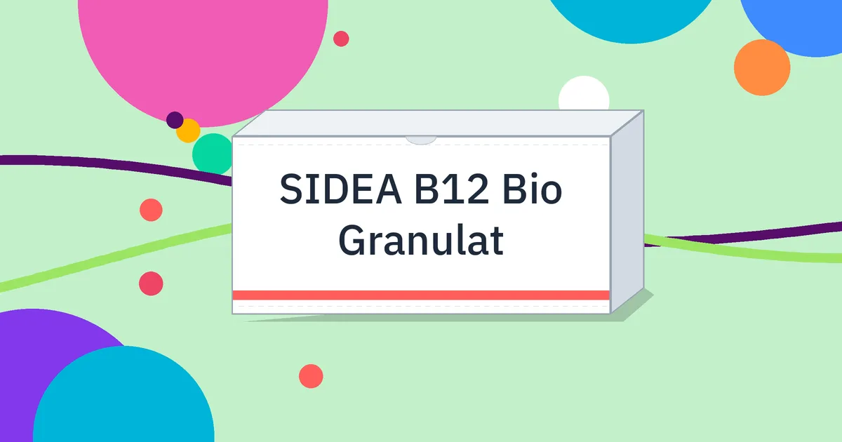 Symbolbild: Packung mit der Aufschrift SIDEA B12 Bio Granulat (PZN 11279152) – Verfügbarkeit und Bezug in Apotheken in Frankfurt am Main