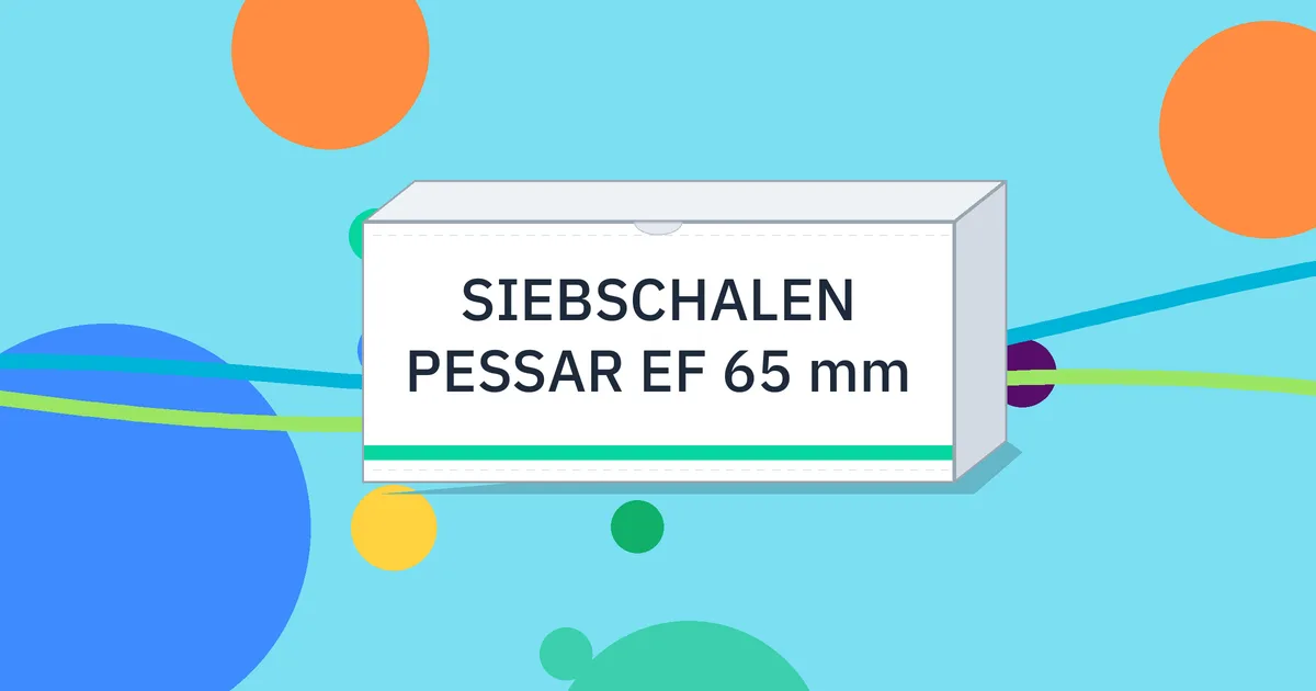 Symbolbild: Packung mit der Aufschrift SIEBSCHALEN PESSAR EF 65 mm (PZN 07324131) – Verfügbarkeit und Bezug in Apotheken in Frankfurt am Main