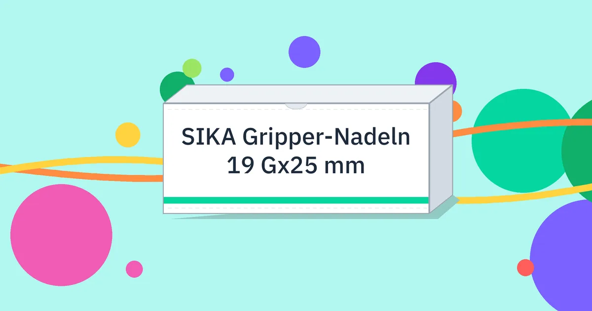 Symbolbild: Packung mit der Aufschrift SIKA Gripper-Nadeln 19 Gx25 mm (PZN 17884061) – Verfügbarkeit und Bezug in Apotheken in Frankfurt am Main