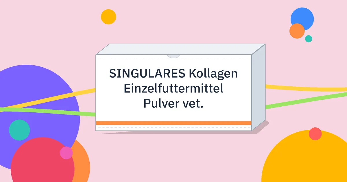 Symbolbild: Packung mit der Aufschrift SINGULARES Kollagen Einzelfuttermittel Pulver vet. (PZN 14226044) – Verfügbarkeit und Bezug in Apotheken in Frankfurt am Main