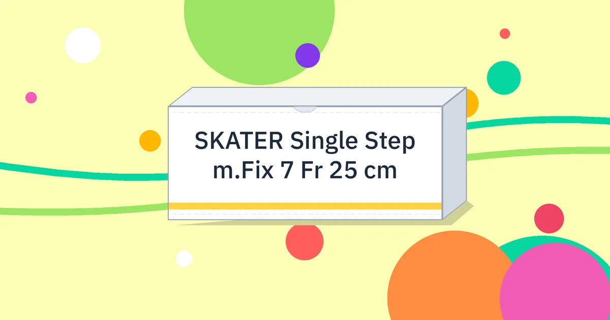 Symbolbild: Packung mit der Aufschrift SKATER Single Step m.Fix 7 Fr 25 cm (PZN 06770302) – Verfügbarkeit und Bezug in Apotheken in Frankfurt am Main