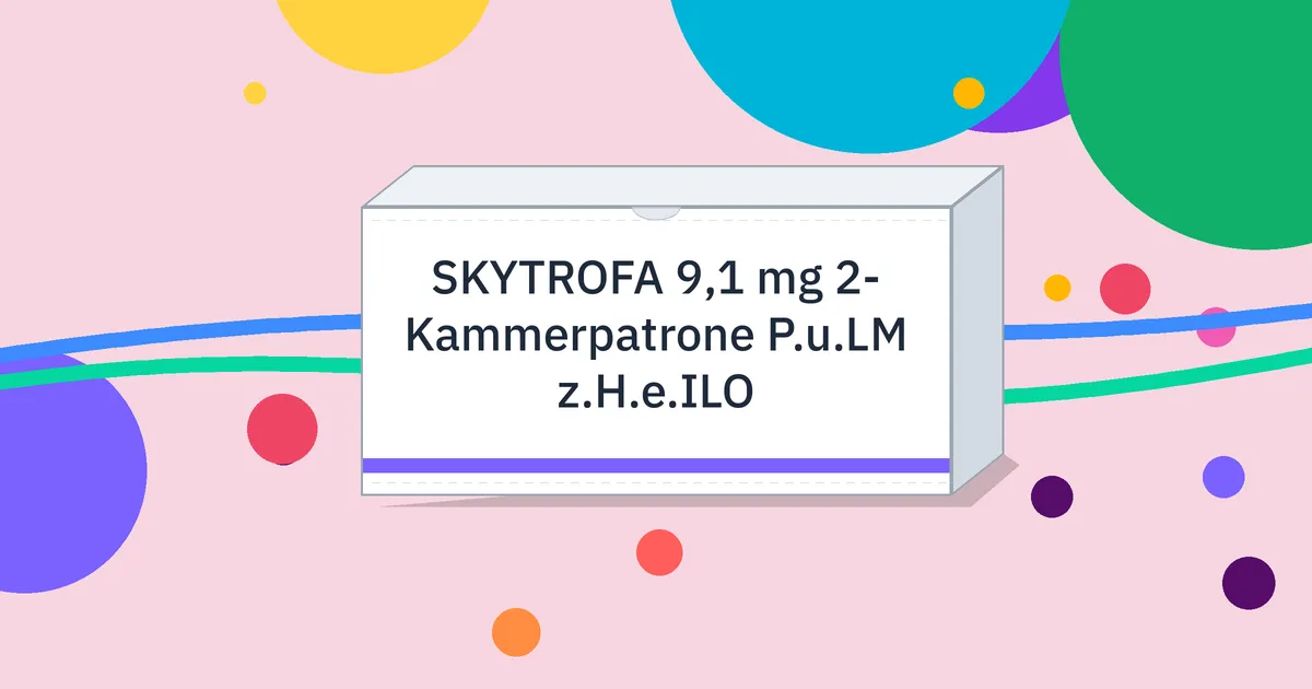 Symbolbild: Packung mit der Aufschrift SKYTROFA 9,1 mg 2-Kammerpatrone P.u.LM z.H.e.ILO (PZN 18231734) – Verfügbarkeit und Bezug in Apotheken in Frankfurt am Main