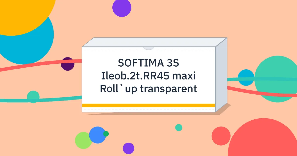 Symbolbild: Packung mit der Aufschrift SOFTIMA 3S Ileob.2t.RR45 maxi Roll`up transparent (PZN 04808093) – Verfügbarkeit und Bezug in Apotheken in Frankfurt am Main