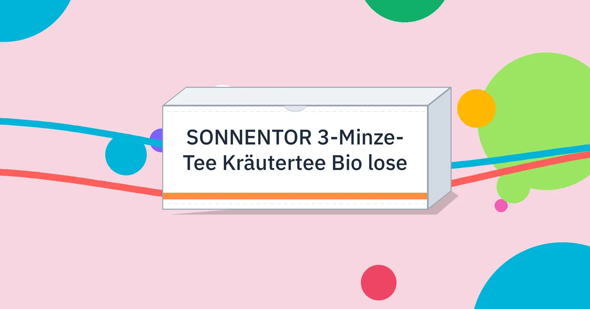 Symbolbild: Packung mit der Aufschrift SONNENTOR 3-Minze-Tee Kräutertee Bio lose (PZN 18904297) – Verfügbarkeit und Bezug in Apotheken in Frankfurt am Main