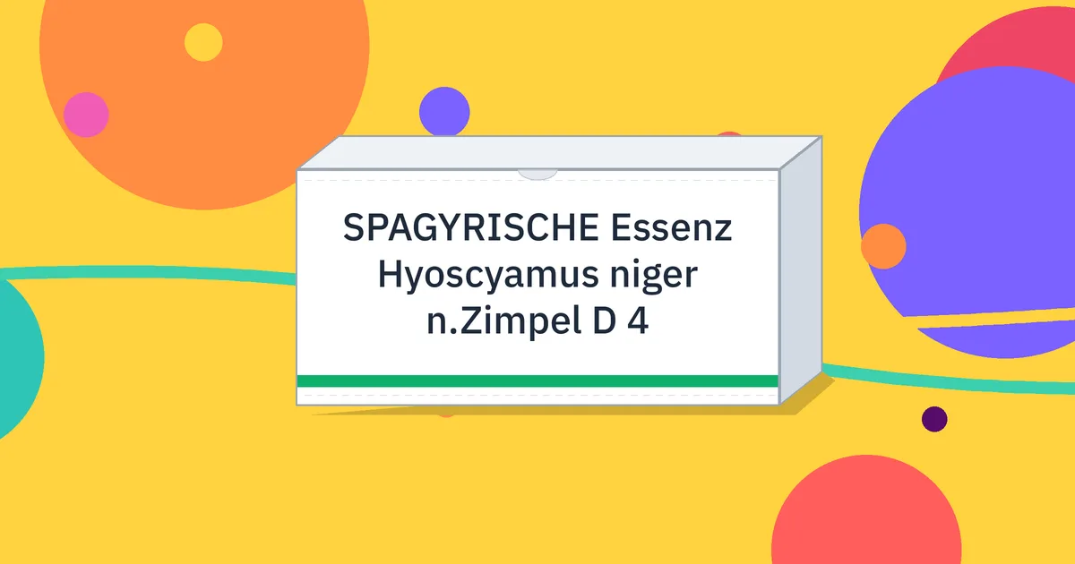 Symbolbild: Packung mit der Aufschrift SPAGYRISCHE Essenz Hyoscyamus niger n.Zimpel D 4 (PZN 15816374) – Verfügbarkeit und Bezug in Apotheken in Frankfurt am Main