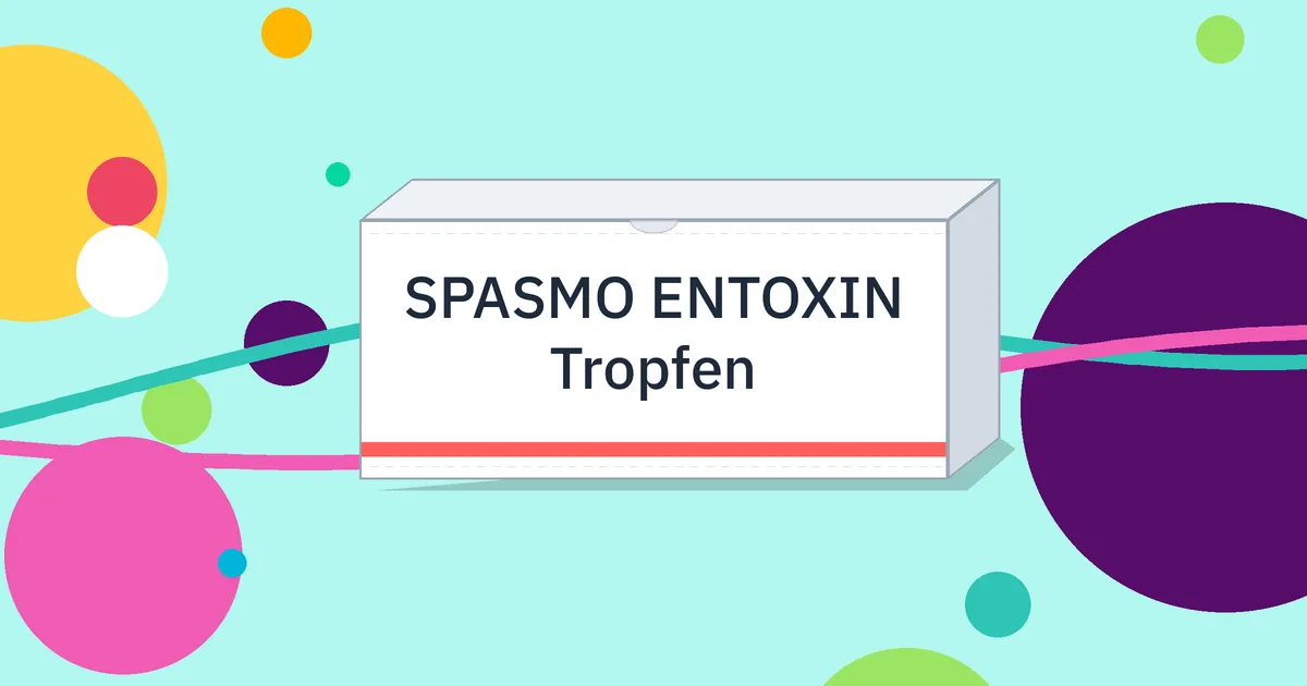 Symbolbild: Packung mit der Aufschrift SPASMO ENTOXIN Tropfen (PZN 05966138) – Verfügbarkeit und Bezug in Apotheken in Frankfurt am Main