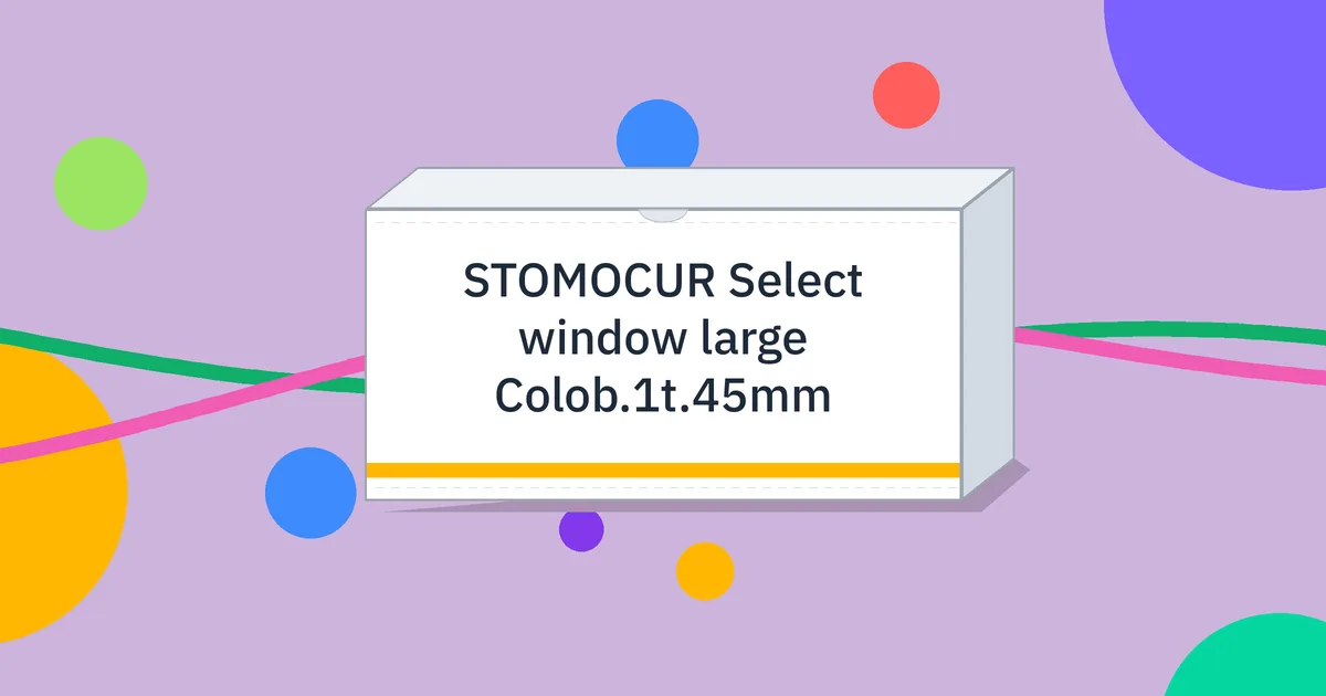 Symbolbild: Packung mit der Aufschrift STOMOCUR Select window large Colob.1t.45mm (PZN 10557873) – Verfügbarkeit und Bezug in Apotheken in Frankfurt am Main
